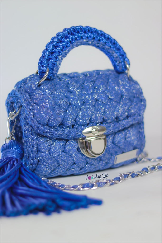 Glittery Royal Blue Crochet Bag - MIDI affair