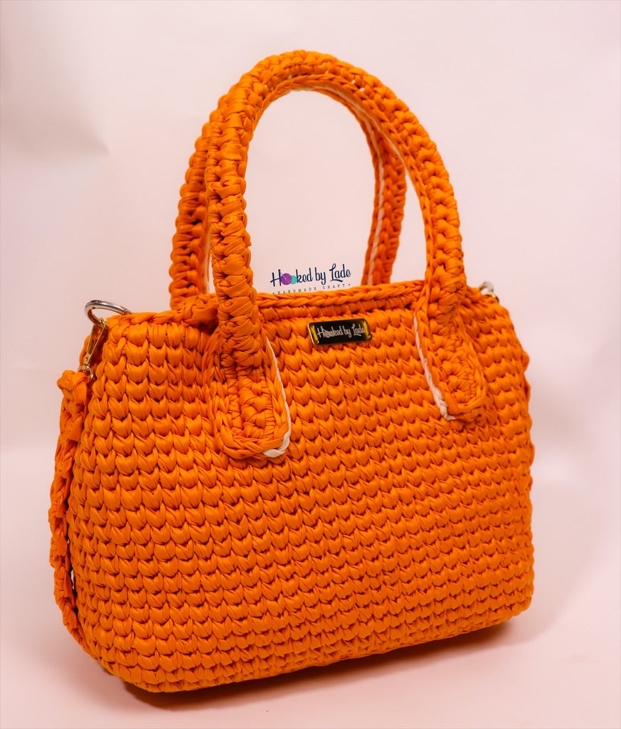 ‘Posi’ Tote handbag in Bright Orange leather