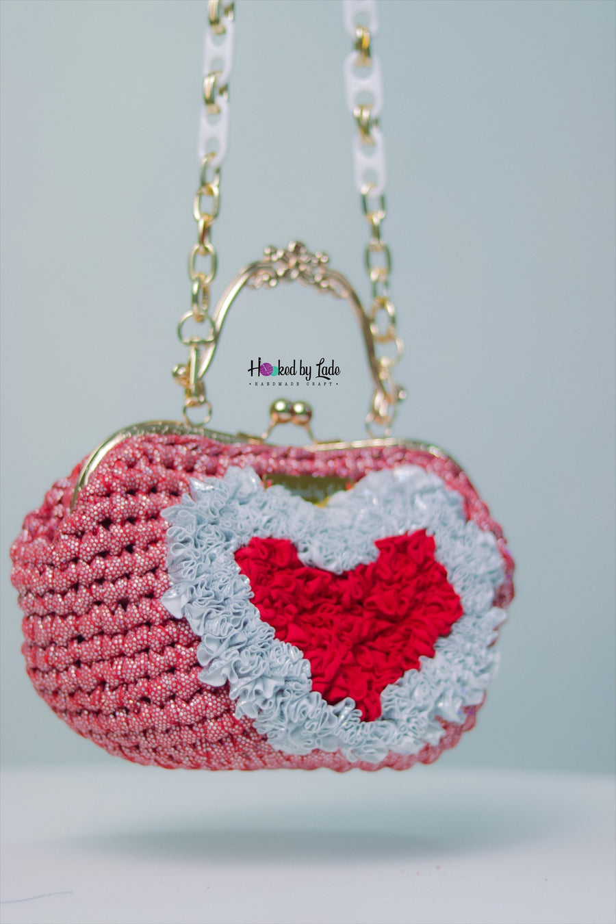 ‘Lade’ RED HEART Custom Party clutch – Hooked by Lade